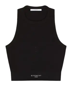 Givenchy Cropped Ribbed Tank Top - Black