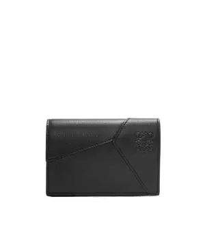 Loewe Puzzle Business Cardholder In Classic Calfskin - Black