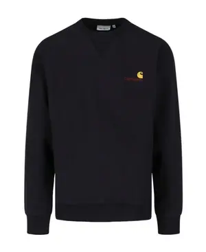 Carhartt Work In Progress Logo Embroidered Crewneck Sweatshirt - Black