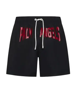 Palm Angels Logo-printed Drawstring Swim Shorts - Black