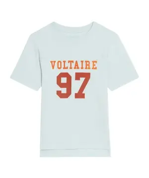 Zadig&Voltaire Boo" T-shirt With Voltaire 97 Artwork And Rhinestones - Blue