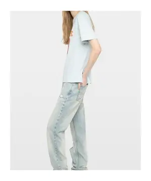 Zadig&Voltaire Boo" T-shirt With Voltaire 97 Artwork And Rhinestones - Blue