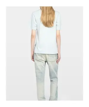 Zadig&Voltaire Boo" T-shirt With Voltaire 97 Artwork And Rhinestones - Blue
