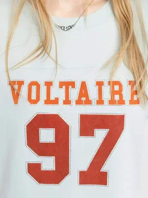 Zadig&Voltaire Boo" T-shirt With Voltaire 97 Artwork And Rhinestones - Blue