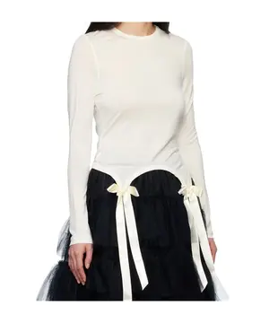 Simone Rocha Off-white Bow Tail Easy T-shirt