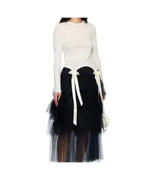Simone Rocha Off-white Bow Detail T-shirt