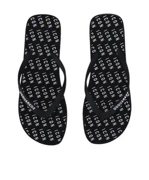 Dsquared2 Icon All-over Logo Printed Flip Flops