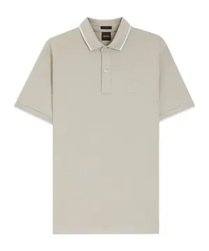 Hugo Boss Contrast-trim Logo Patch Polo Shirt - Light Gray