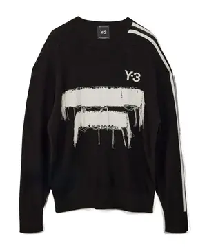 Y3 Graphic Knit Crewneck Jumper - Black