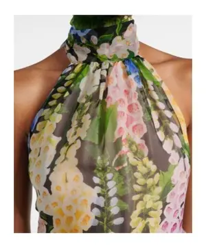 Oscar De La Renta Floral Gathered Silk Chiffon Gown