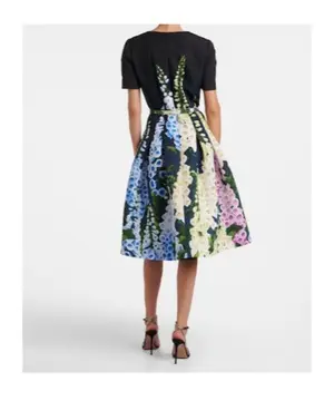Oscar De La Renta Floral Midi Dress