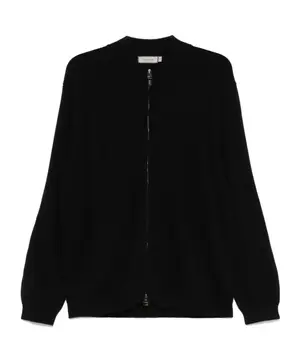 Canali Wool-blend Zip-up Cardigan - Black