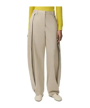 Loewe Pleated Wide Leg Trousers - Light Brown