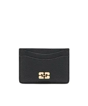 GANNI Logo Engraved Card Holder - Black