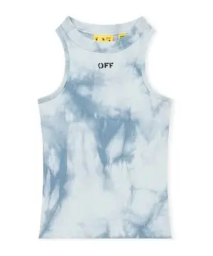 Off-White Tie-dye Ribbed Top - Blue