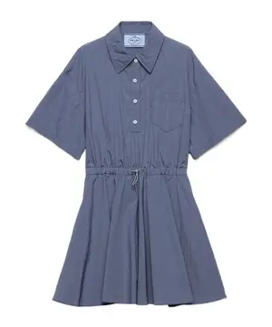 Prada Short-sleeved Technical Pongé Dress - Pilot Blue
