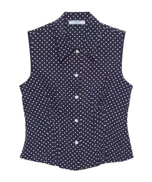 Prada Sleeveless Polka-dot Marocain Silk Shirt - Blue/white