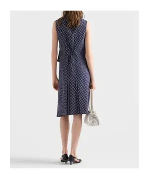 Prada Sleeveless Polka-dot Marocain Silk Shirt