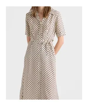 Prada Polka-dot Print Marocain Shirt Dress