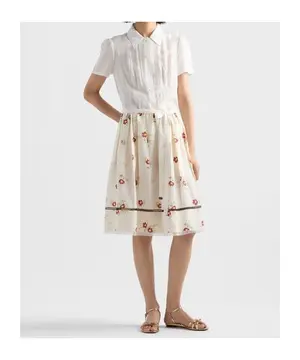 Prada Floral Print Linen Skirt