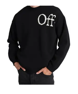 Off-White Logo Detailed Crewneck Jumper - Black