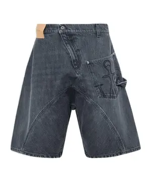 J.W.ANDERSON Twisted Anchor-pocket Denim Shorts - Grey