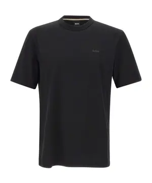 Hugo Boss Logo Embroidered Short-sleeved T-shirt - Black