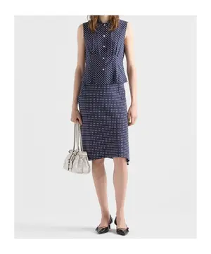 Prada Polka-dot Marocain Skirt