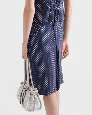 Prada Polka-dot Marocain Skirt
