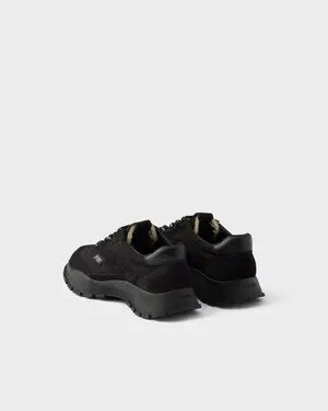 Prada Mesh Fabric And Suede Sneakers