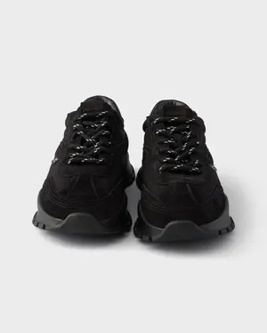 Prada Mesh Fabric And Suede Sneakers
