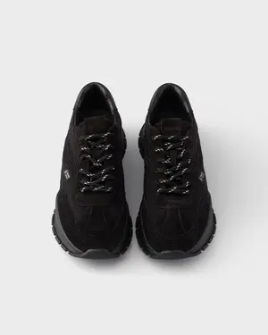 Prada Mesh Fabric And Suede Sneakers