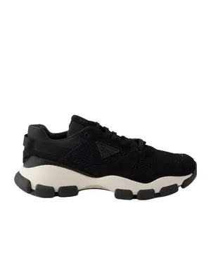 Prada Mesh Fabric And Suede Sneakers - Black
