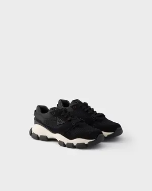 Prada Mesh Fabric And Suede Sneakers