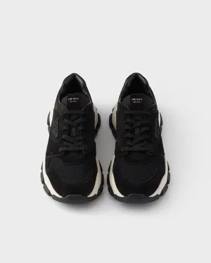 Prada Mesh Fabric And Suede Sneakers