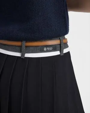 Prada Pleated Rush Stitch Midi Skirt