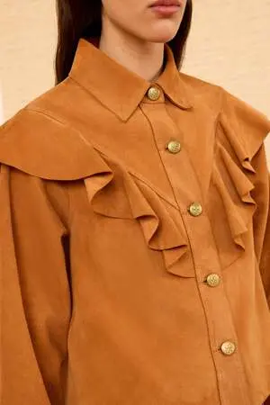 Ulla Johnson Matilde Ruffle Suede Jacket