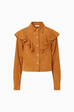 Ulla Johnson Matilde Ruffle Suede Jacket