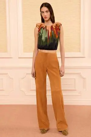 Ulla Johnson Freja Suede Tapered Pants - Cognac