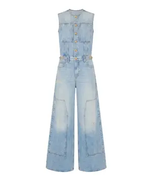 Ulla Johnson Esme Denim Jumpsuit - Distressed Danube