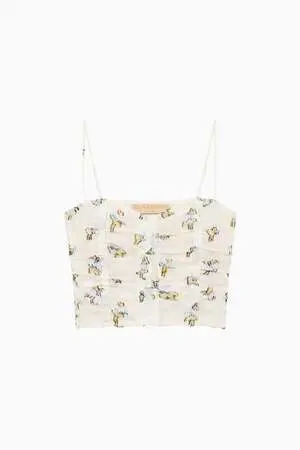 Ulla Johnson Sylvette Organza Cropped Bustier Top - Violet Leaf
