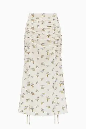 Ulla Johnson Liora Organza Midi Skirt With Fil Coupé Botanicals - Violet Leaf