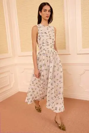 Ulla Johnson Fleurine Floral Fil Coupé Organza Midi Dress - Violet Leaf