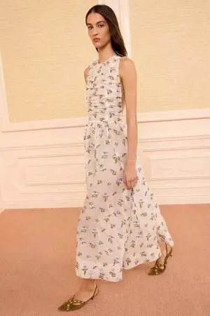 Ulla Johnson Fleurine Floral Fil Coupé Organza Midi Dress - Violet Leaf