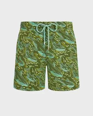 Vilebrequin Vilebrequin Embroidered Whales Swim Trunks Green