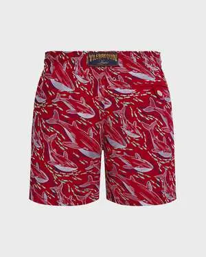 Vilebrequin Embroidered Whales Swim Trunks - Red