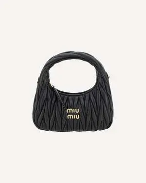Miu Miu Quilted Leather Hobo Bag - Black