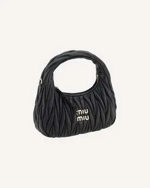 Miu Miu Quilted Leather Hobo Bag - Black