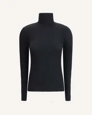 Wolford Long-sleeve Ribbed Wool Turtleneck Sweater - Black