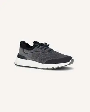 Brunello Cucinelli Techno Cotton Knit Lace-up Sneakers - Grey